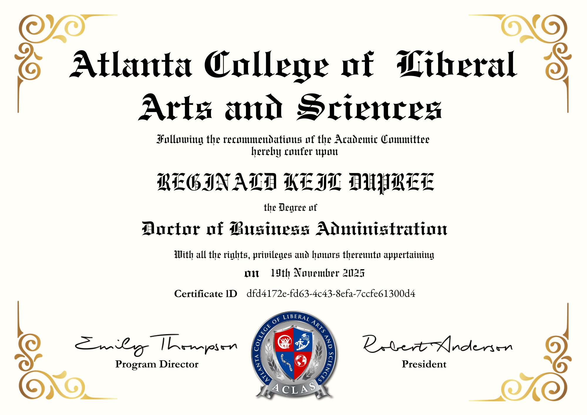 Reginald Dupree - DBA Atlanta College Of Liberal Arts and Science MBM ...